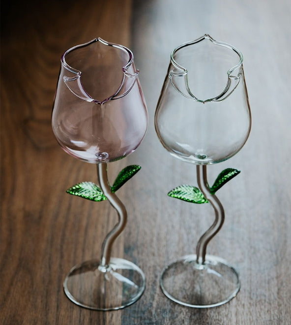 Rose Flower Wine Glasses Joykawaii